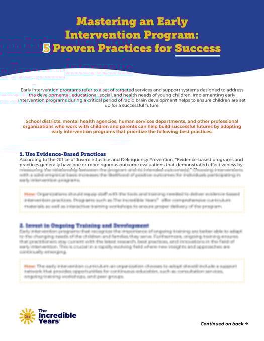 Mastering Evidence-based Early Interventions | Incredible Years
